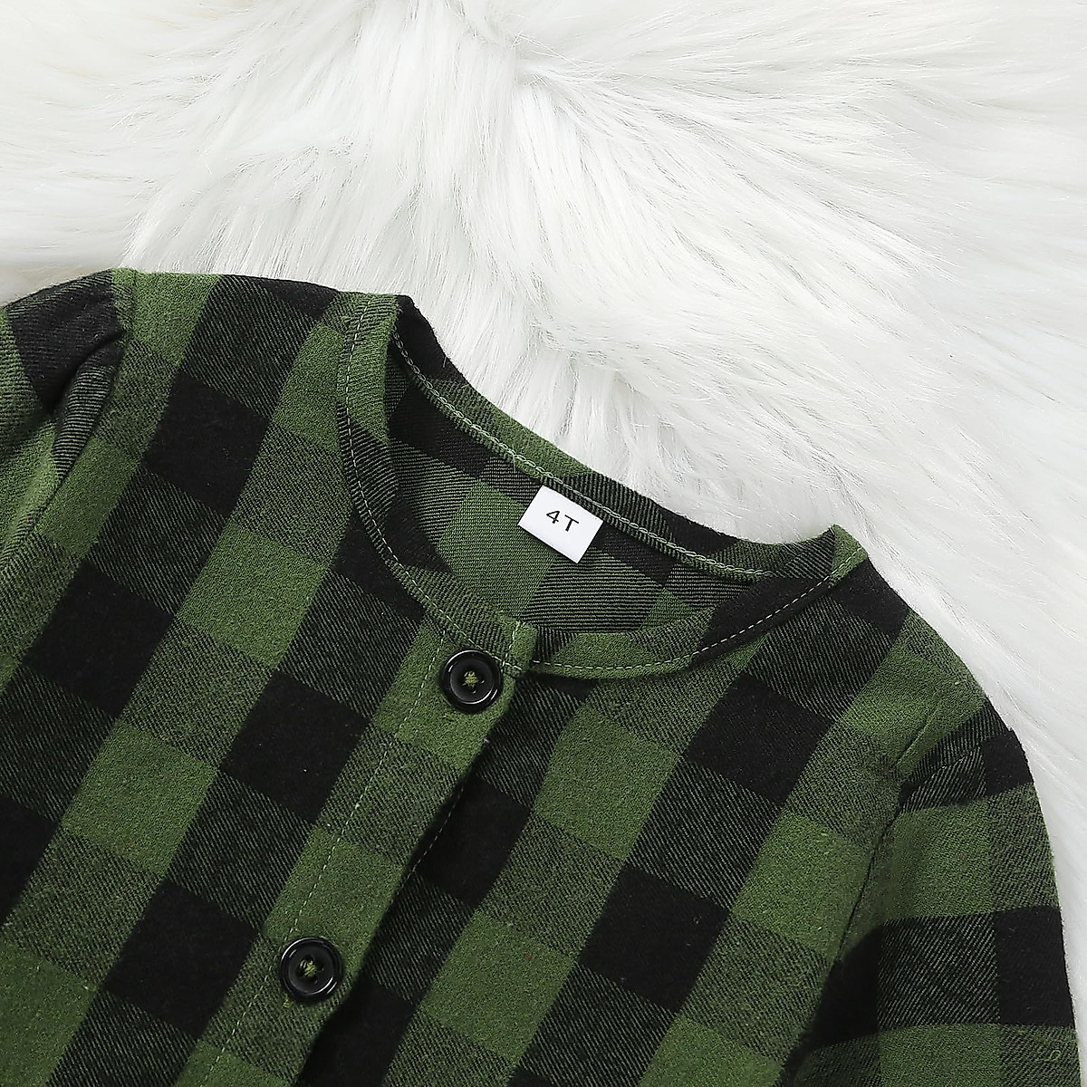 Baby Girl Plaid Skirt Sets Long Sleeve Crew Neck Buttons Jacket Coat A Line Short Shirt Spring Fall Winter Fashion (Green, 3 Years)