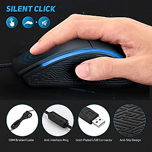 OptiCase RGB Light Ergonomic Gaming Mouse Wired for PC Mac Laptop Computer USB, Cool LED Optical Gamer Mice, IN001