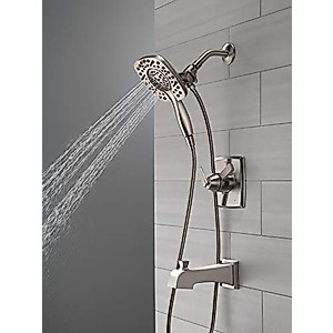 Delta Faucet Ashlyn 17 Series Dual-Function Tub and Shower Trim Kit with 2-Spray Touch-Clean In2ition 2-in-1 Hand Held Shower Head with Hose, Stainless T17464-SS-I (Valve Not Included)