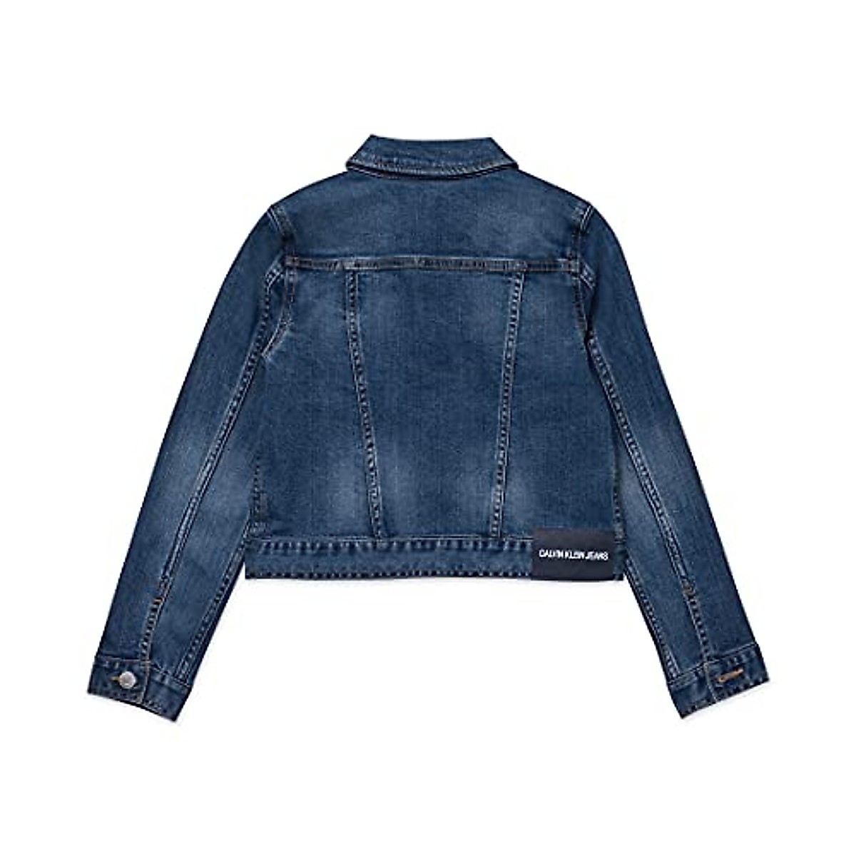 Calvin Klein Girls' Basic Jean Jacket, Stretch Denim with Button Closure, Casual Style, Authentic, 12-14