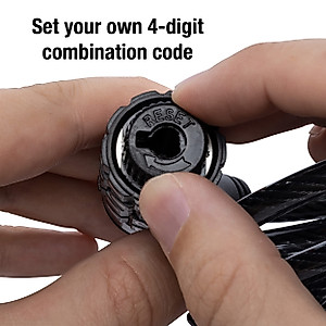 Master Lock Black Set Your Own Combination Bike Lock, Metal Cable Lock has a Weather Resistant Vinyl Coating for Outdoor Equipment, Bicycles, 6 Feet Long, 8114D