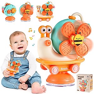 Augot Suction Cup Spinner Toys for Baby - Toddler Sensory Montessori Educational Fine Motor Skills Toys Learning Activities - Gifts for 3 Year Old Boys Girls Infant Bath Toys