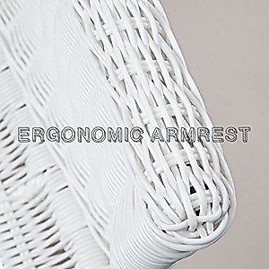 MeetLeisure Bistro Set 3 Pieces Outdoor Patio Furniture Set, Wicker Chairs Set of 2 with Outdoor Side Table, Outdoor Chairs for Patio Lawn Porch, White