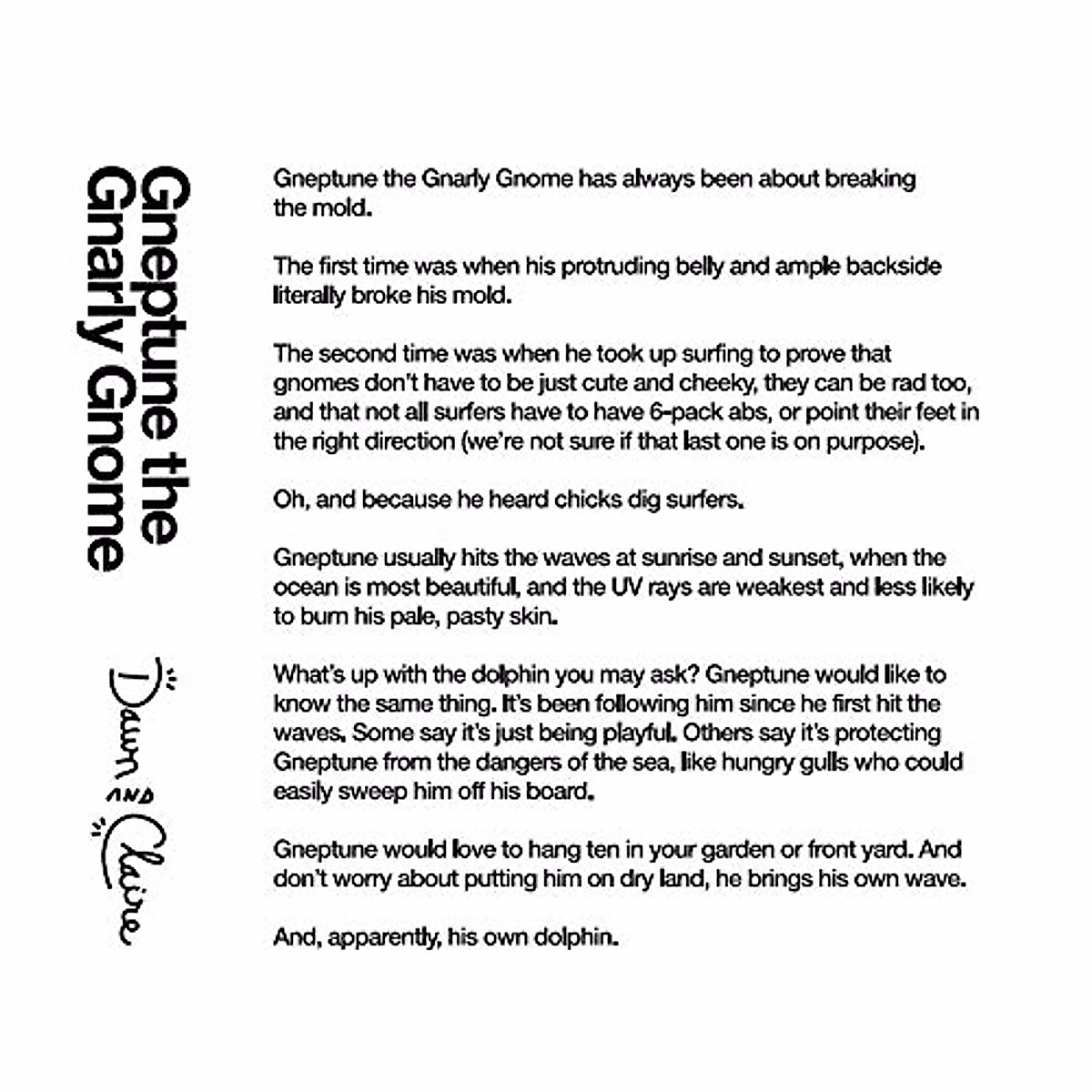 Dawn & Claire Gneptune The Gnarly Gnome Surfer Statue for Garden, Lawn, Yard, Book Shelf, Desk Beach Decoration, Unique Novelty Surfing Gift Idea