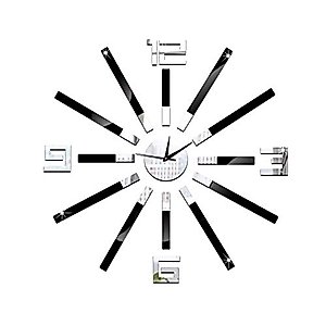 KXA Personality Mute Wall Clock, Creative Home Wall Clock Western Style Simple Mute DIY Mirror Wall Clock Wall Stickers Wall Clock