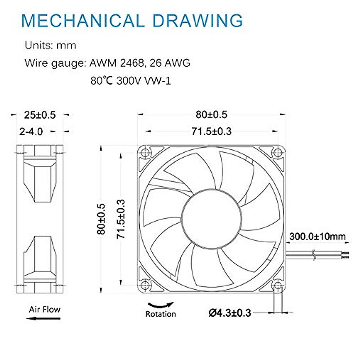 GDSTIME 80mm x 80mm x 25mm 12V Brushless DC Cooling Fan compatible with Desktop
