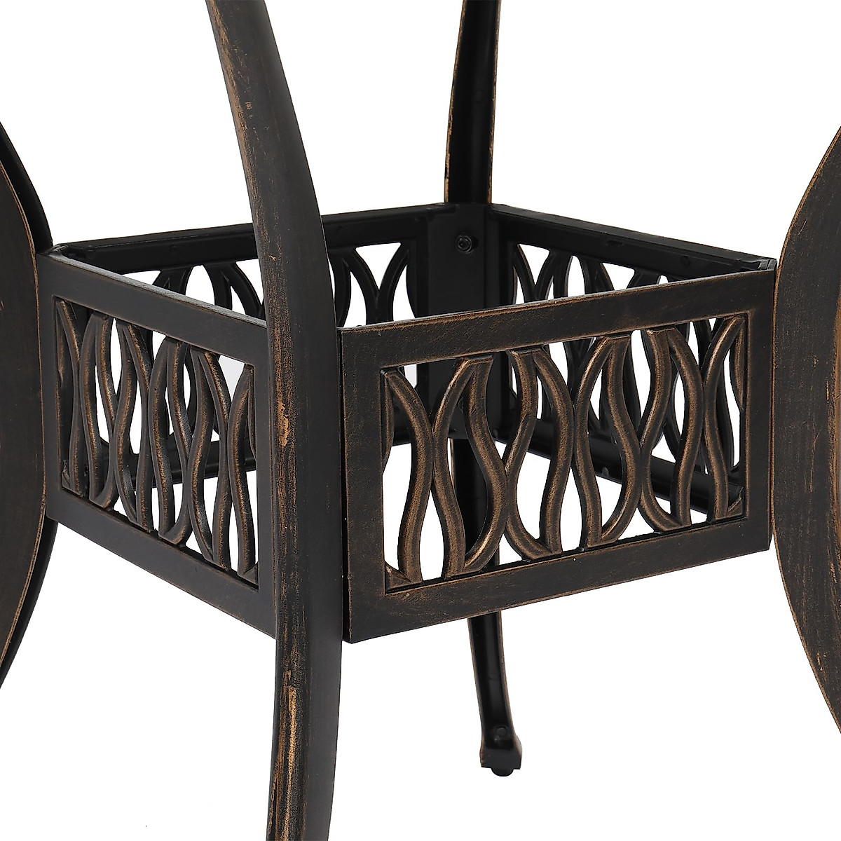 VINGLI 5 Pieces Outdoor Patio Dining Set, Cast Aluminium Patio Furniture Set with 4 Chairs and 1 Umbrella Table for Yard, Garden, Porch and Poolside, Bronze (Square Table and Chairs)