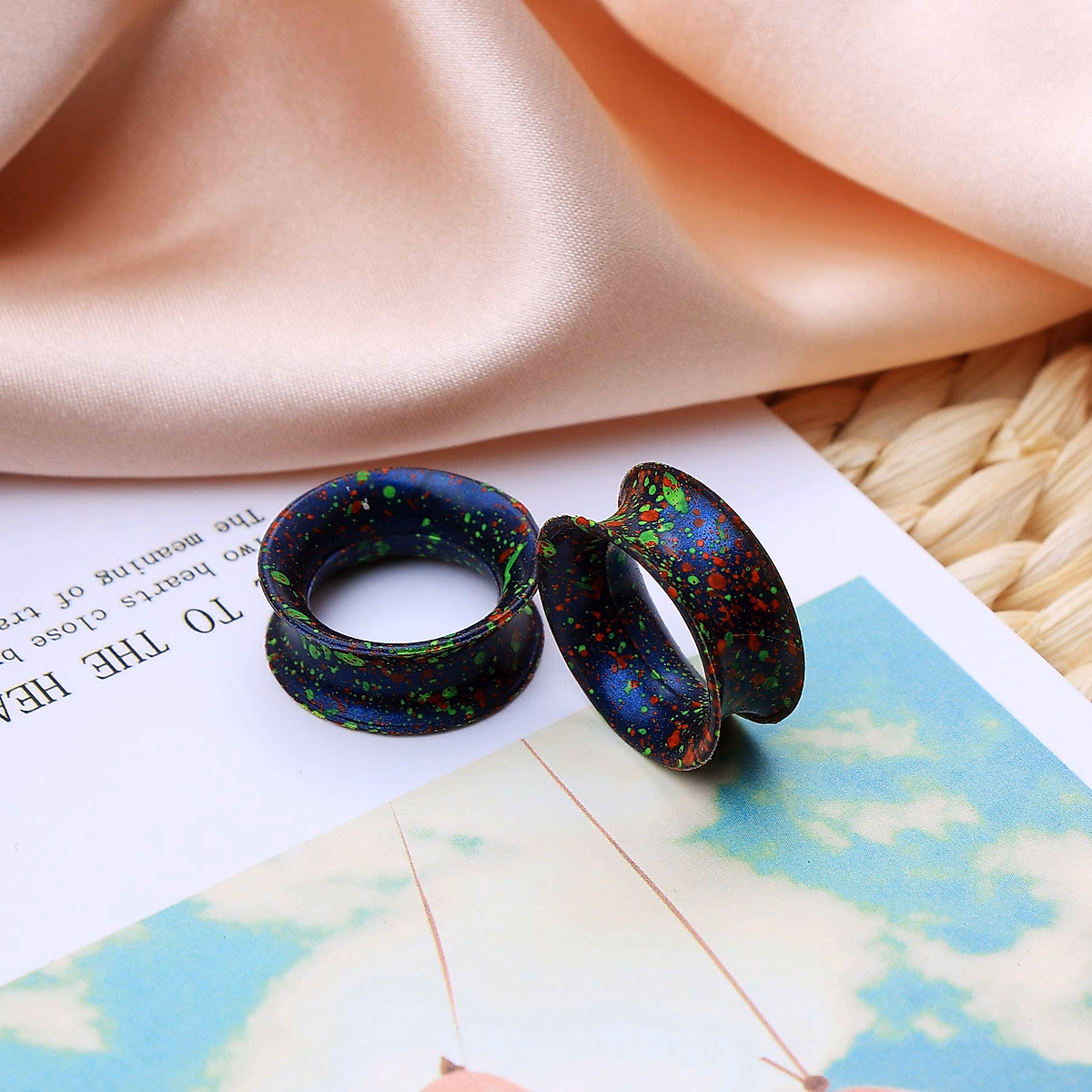 Jewseen Soft Silicone Gauges Ear Plugs Flexible Ear Gauges 6g to 1'' Double Flared Flesh Tunnels 8Pcs Piercing Jewelry