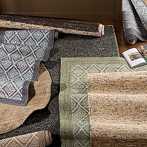 TOWN & COUNTRY TERRA Sol Interwoven Diamond Hand-Knotted Flatwoven 100% Natural Jute Runner Area Rug, Natural, 2'5"x7"