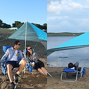 #WEJOY 4-Position Portable Reclining Beach Chair Lay Flat Stable Lightweight Folding Beach Chair with Removable Pillow, Side Pockets, Shoulder Strap, Supports 265 lbs