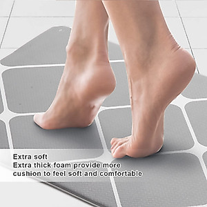 LitheMeta, Anti-Fatigue Kitchen Rug, Waterproof Non-Slip Kitchen mat and Carpet Heavy Duty PVC Ergonomic Comfort Foam Carpet, Suitable for Kitchen, Floor Home, Office, Sink, Laundry(17.3x30, Grey)