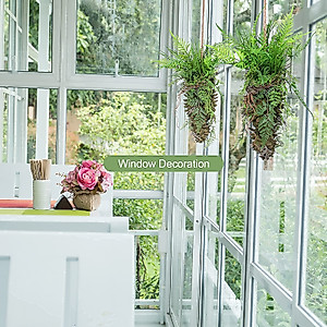 FAKEGREEN Artificial Plants, 57 Inch Fake Hanging Plants Mixed Faux Ferns Leaves Greenery Foliage Plant with Real Looking Pine Cone, Moss and Roots for Home, Room, Garden, Office, Party Decor