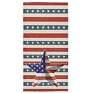 Pfrewn Patriotic Stars Strips Hand Towels 16x30 in USA American Flag Bathroom Towel Soft Absorbent Small Retro Star Bath Towel Kitchen Dish Guest Towel Home Independence Memorial Day Decorations