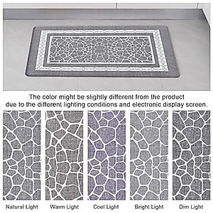 ASPMIZ Kitchen Mat 2 PCS Cushioned Anti-Fatigue Kitchen Rugs Non Slip Memory Foam Kitchen Mats and Rugs Waterproof Kitchen Floor Comfort Mats for Home & Office, 18'' x 48'' + 18'' x 30'', Grey Texture