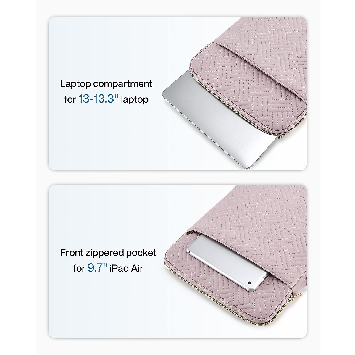 BAGSMART 13.3 inch Laptop Sleeve Case, Compatible with 13-14 inch MacBook Pro, HP, Dell, Lenovo, Asus Notebooks - Pink