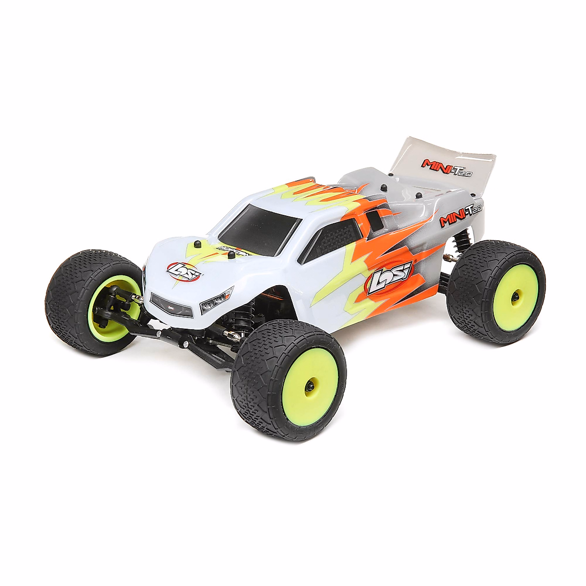 Losi 1/18 Mini-T 2.0 2 Wheel Drive Stadium RC Truck Brushed Ready to Run Battery Receiver Charger and Transmitter Included Gray/White LOS01015T3
