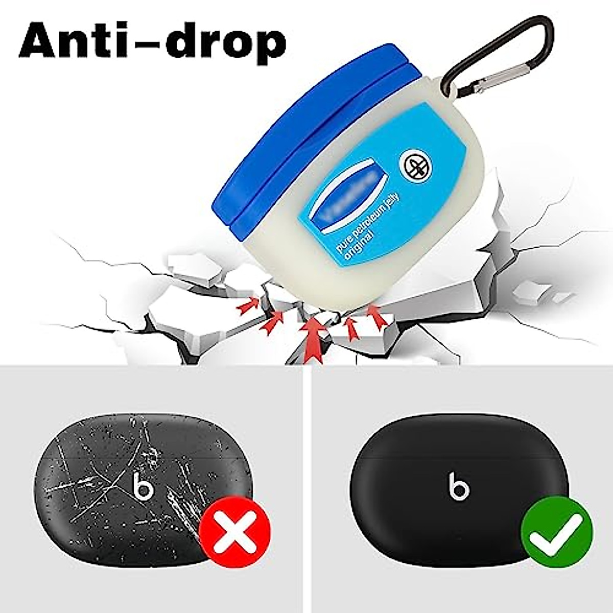 Jowhep Case for Beats Studio Buds Funny Unique 3D Design Cute Silicone Cover Fashion Kawaii Cool Fun Cartoon Wireless Powerbeats Cases for Beats Earbuds Headphones for Girls Boys Teen (Blue and White)