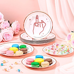 Maxcheck 60 Pcs Bachelorette Party Paper Plates Ring Finger Disposable Plates Dessert Dinner Plate Rose Gold Bridal Shower Gift Bachelorette Party Paper Tableware for Bridesmaid Favor Engagement Party