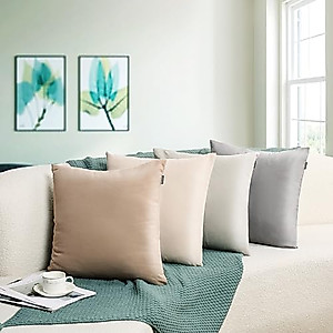 WEMEON Neutral Throw Pillow Covers 18x18 Inch Set of 4,Modern Solid Color Square Decorative Pillow Cover,Farmhouse Home Decor for Bedroom Car Living Room Sofa Cushions(Pillow Inserts Not Included)