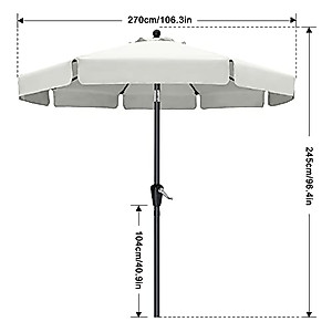 HLong 9FT Outdoor Patio Umbrella,Market Table Umbrella with Valance,Push Button Tilt and Crank,8 Ribs,Light Beige