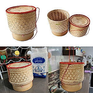 Sticky Rice Basket Kratip Container Thai Serving Bowl Bamboo Thai Laos Traditional Weave Wickerwork Serving Travel After Keep Warm