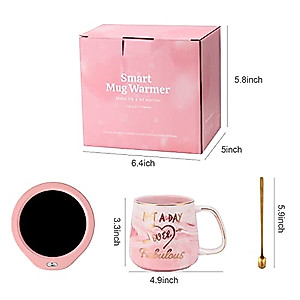Coffee Mug Warmer & Not A Day Mug Set, Electric Cup Warmer for Desk Office Home, Beverage Warmer with 2 Temperature Setting, 8-Hours Auto Shut Off, Best Birthday Gift Ideas for Women