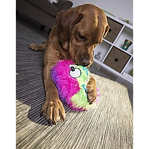 goDog Furballz Squeaky Plush Ball Dog Toy, Chew Guard Technology - Rainbow, Large