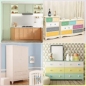 OctinPris 6X Colorful Cute Glossy Ceramic Knobs Round Mushroom Shape Lovely Door Pull Knob Cabinet Closet Ceramic Drawer Cupboard Kitchen Dresser Kids Child Bedroom Pulls Wardrobe Handles