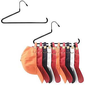 Eiito 2 Pack Hat Hangers for Closet,Hat Hangers Space-Saving,Metal Hat Racks for 20 Baseball Caps,Hat Holder for Closet Storage,Ball Cap Organizer,Black