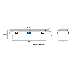 UWS TBS-69-R 69" Single Lid Crossover Tool Box with Beveled Insulated Lid and Rails