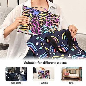 Leopard Portable Baby Changing Pad Diaper Changing Table Pad Waterproof Travel Changing Station Mat with Built-in Pillow for Baby Gifts Stuff Newborn