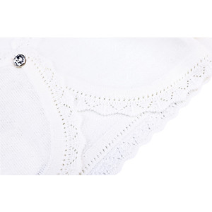 Lilax Baby Girls' Knit Long Sleeve Button Closure Bolero Cardigan Shrug 12-18 Months White