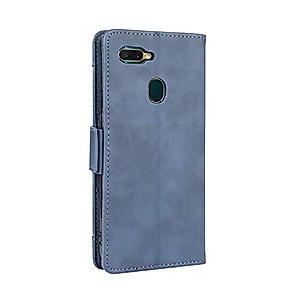 Snow Color COBYU020797 Case for Oppo A5S/A7 Leather Flip Case for Bumper Protective Magnetic Card Slot for Oppo A5S (AX5S) / A7 (AX7) - Blue
