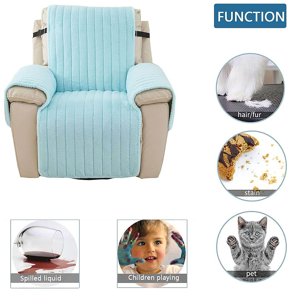 N/A Recliner Chair Protector, Stretch Armchair Couch Arm Rest Cover, Thicken Soft Warm Plush Armchair Slipcover, for Recliner, Chair, Sofa,F