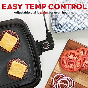 DASH Deluxe Everyday Electric Griddle with Dishwasher Safe Removable Nonstick Cooking Plate for Pancakes, Burgers, Eggs and more, Includes Drip Tray + Recipe Book, 20” x 10.5”, 1500-Watt - Black