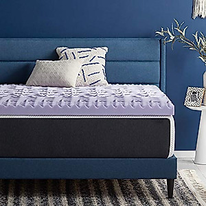 LUCID 3 Inch 5 Zone Lavender Memory Foam Mattress Topper – Plush- Calming Lavender & Premium Hypoallergenic 100% Waterproof Mattress Protector - Universal Fit, Cotton Terry Top, Full