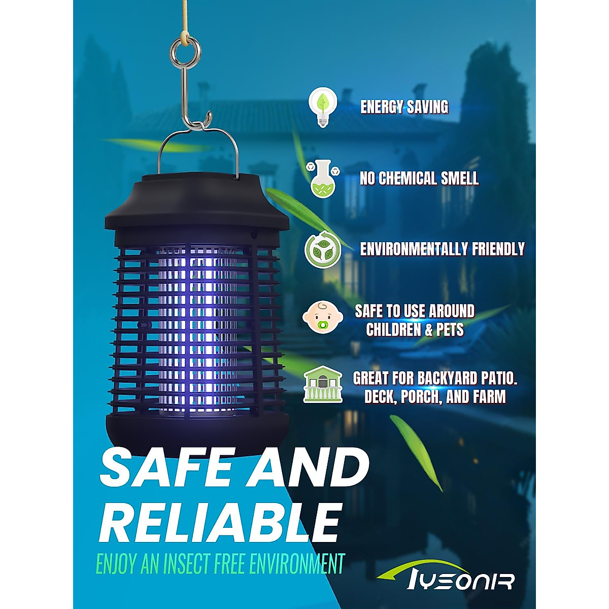 15W Bug Zapper, Mosquito Zapper Fly Zapper, Electronic Mosquito Repellent to Trap Bug Insect Fly Indoor Outdoor, 15W Bug Light & Extra 1 Replacement Lights