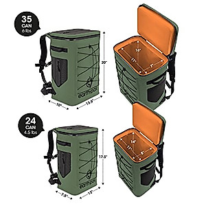 Insulated Backpack Cooler Holds 24 or 35 Cans for 72 Hours - Perfect Lunch or Drink Bag for Camping, Hiking, Beach, Kayaking, Sports or Fishing - 100% Waterproof Heavy Duty Construction by Earth Pak