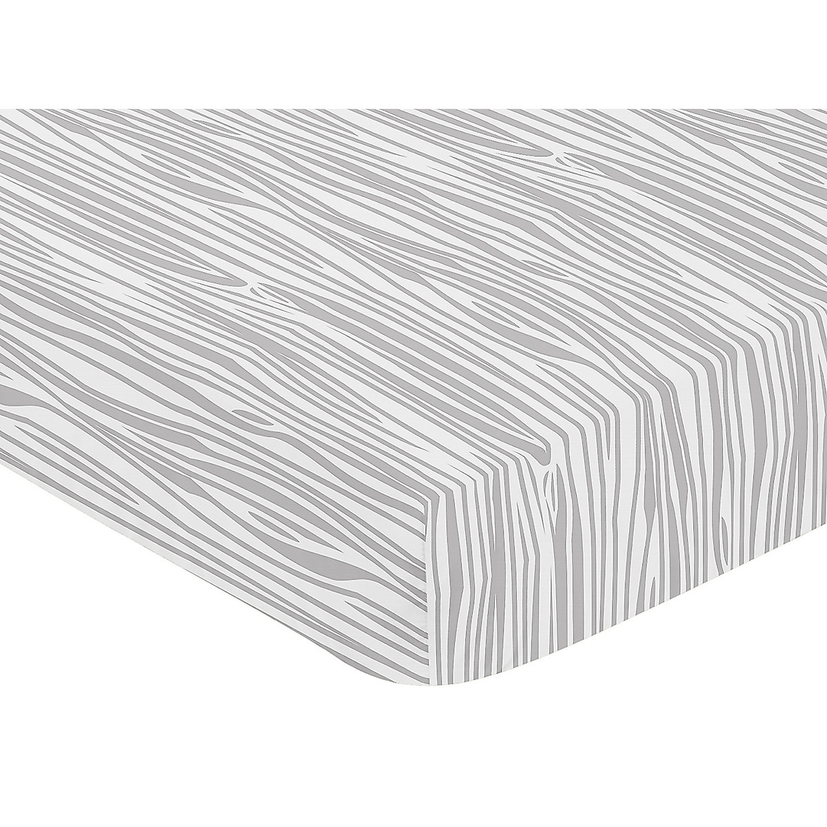 Grey and White Woodland Wood Grain Baby or Toddler Fitted Crib Sheet for Rustic Patch Collection by Sweet Jojo Designs - Gray