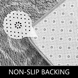 Guucha Super Soft Fluffy Area Rug, 4x6 Feet Shaggy Area Rugs, Modern Indoor Plush Carpet for Living Room, Bedroom, Home Office, Round Grey