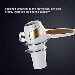 CHICIRIS Blow Dryer Holder Wall Mount, Wall Mounted Hair Dryer Holder Stainless Steel Bathroom Hair Dryer (Chrome Plated)