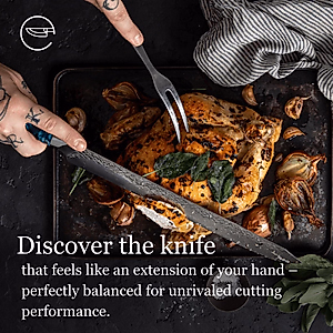 The Cooking Guild Slicing Knife - 12 Inches - Nomad Series - German Stainless Steel Carving Knife - Celestial Resin & Wood Handle - Rust-Resistant Meat & BBQ Brisket Slicer Knife