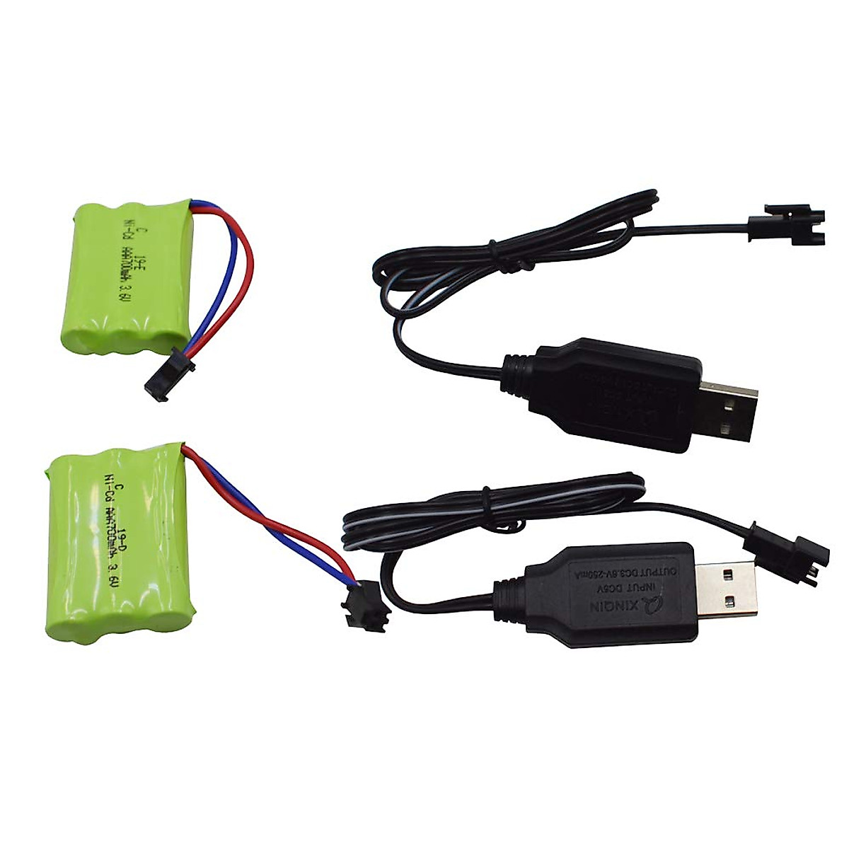 Blomiky 2 Pack 3.6V 700mAh AAA Re-Chargeable Battery Pack with SM-2P Connector Plug and USB Charger Cable for RC Battle Bumper Cars C143 D143 RC Vehicle D143 Battery 2