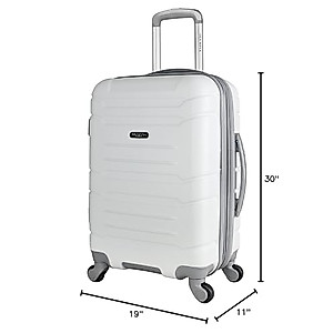 Olympia U.S.A. Denmark Expandable Hardcase Suitcase with Spinner Wheels, Available in 3-Piece Luggage Set and Carry-On Size, White