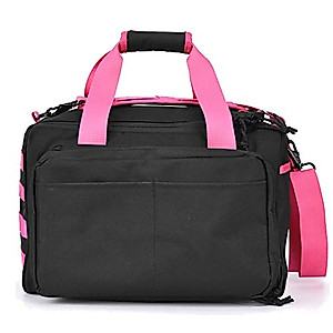 Tactical Gun Shooting Range Bag, Deluxe Pistol Range Duffle Bags Pink