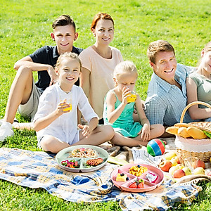 ZENFUN 8 Pack Unbreakable Divided Plates, 9'' Round Plastic Portion Control Plates, Dinner Plate Kids Plates Diet Plate for Children, Adults, Picnic, Microwave and Dishwasher Safe, 4 Colors