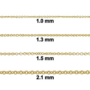 Kooljewelry 14k Yellow Gold Filled Cable Pendant Chain Necklace (1.3 mm, 18 inch)