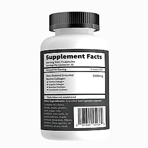 Primal Being Grassfed Beef Cartilage Collagen (Type I-V & XI)- Supports Hair, Skin, Nails, Joint Health, Immunity, Digestion, Post Exercise Recovery - 120 Capsules, 3000 mg per Serving