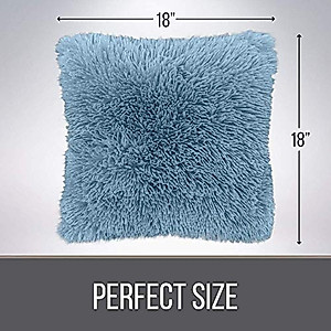 The Connecticut Home Company Shag Throw Blanket and Shag Pillow Cases Set of 2, Both in Dusty Rose Color, Throw Size 65x50, Throw Pillow Case Size 18x18, 2 Item Bundle