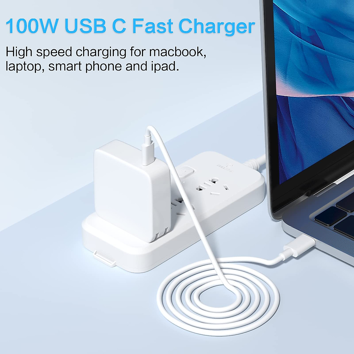 Macbook-Pro-Charger-100W-USB-C-Laptop-Charger 96W Fast Charging for Mac Book Pro 16 15 14 13 MacBook Air Retina M3 M2 M1 2024 2023 2022 2021 2020 Computer Power Adapter Cord Cable 6.8ft